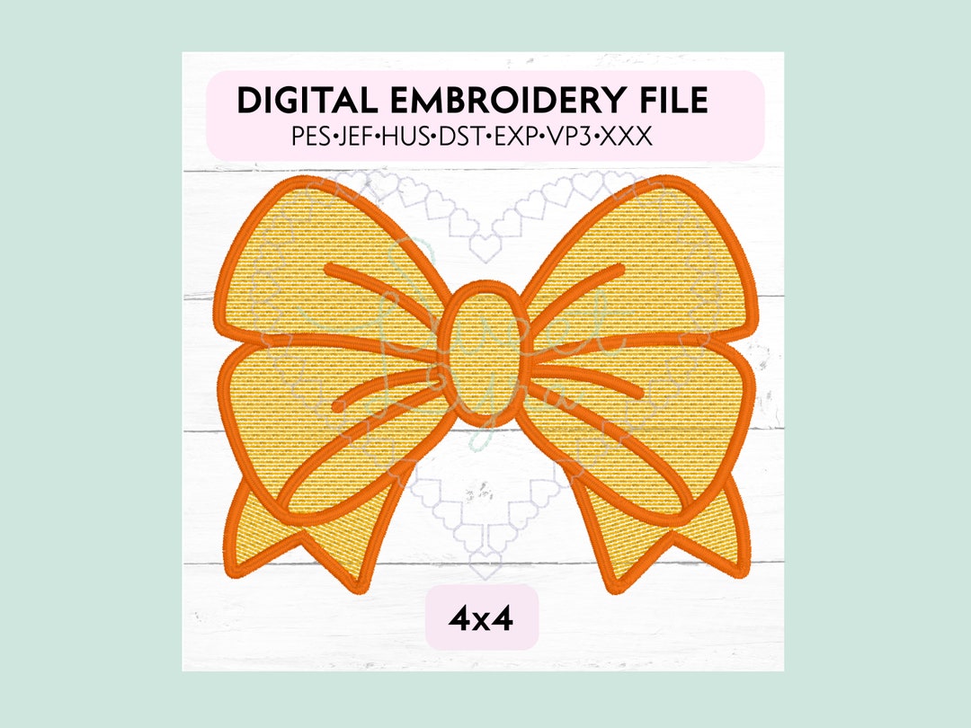 Big Bow Sketch Fill Satin Outline Vintage Style Machine Embroidery ...