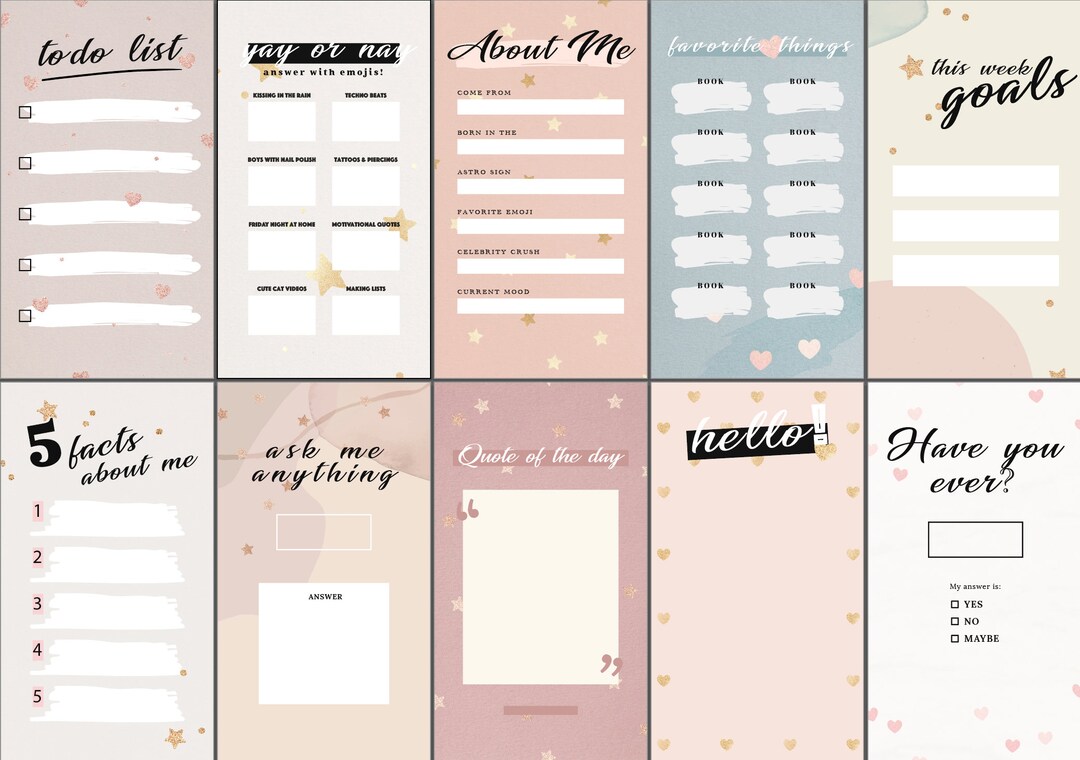 Social Media Story Challenge Template Set - Etsy