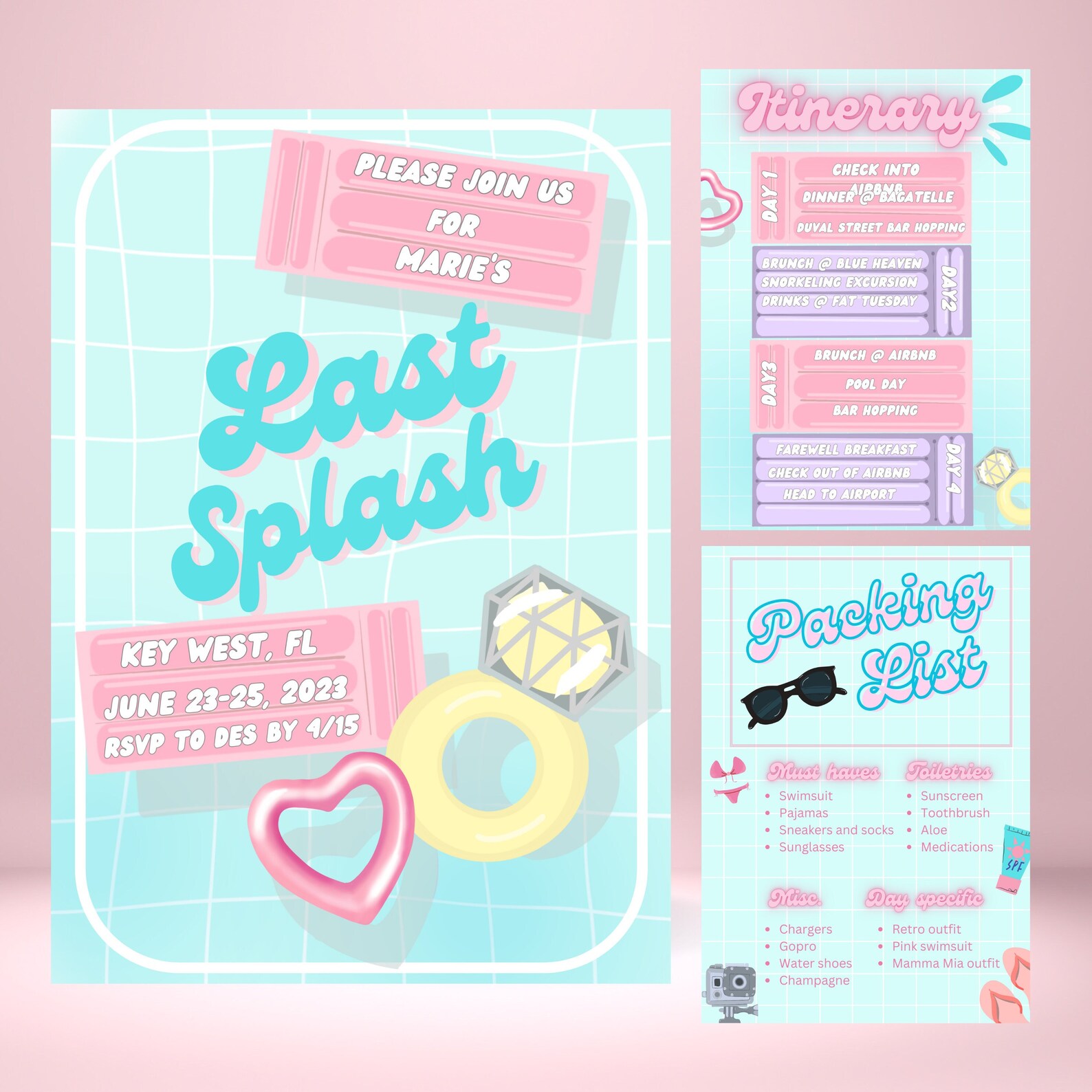 Last Splash Bachelorette Invite Template - Etsy