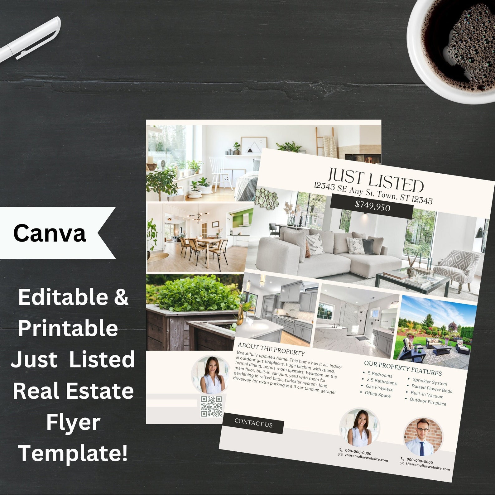 Just Listed Real Estate Flyer Template | Canva - Etsy