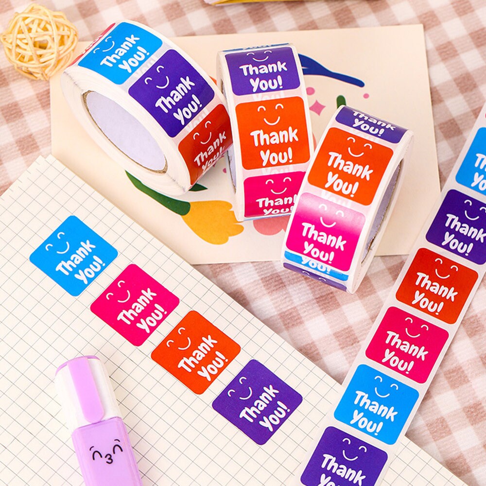 Smiley Happy Face Thank You Stickers Small Business Delivery - Etsy