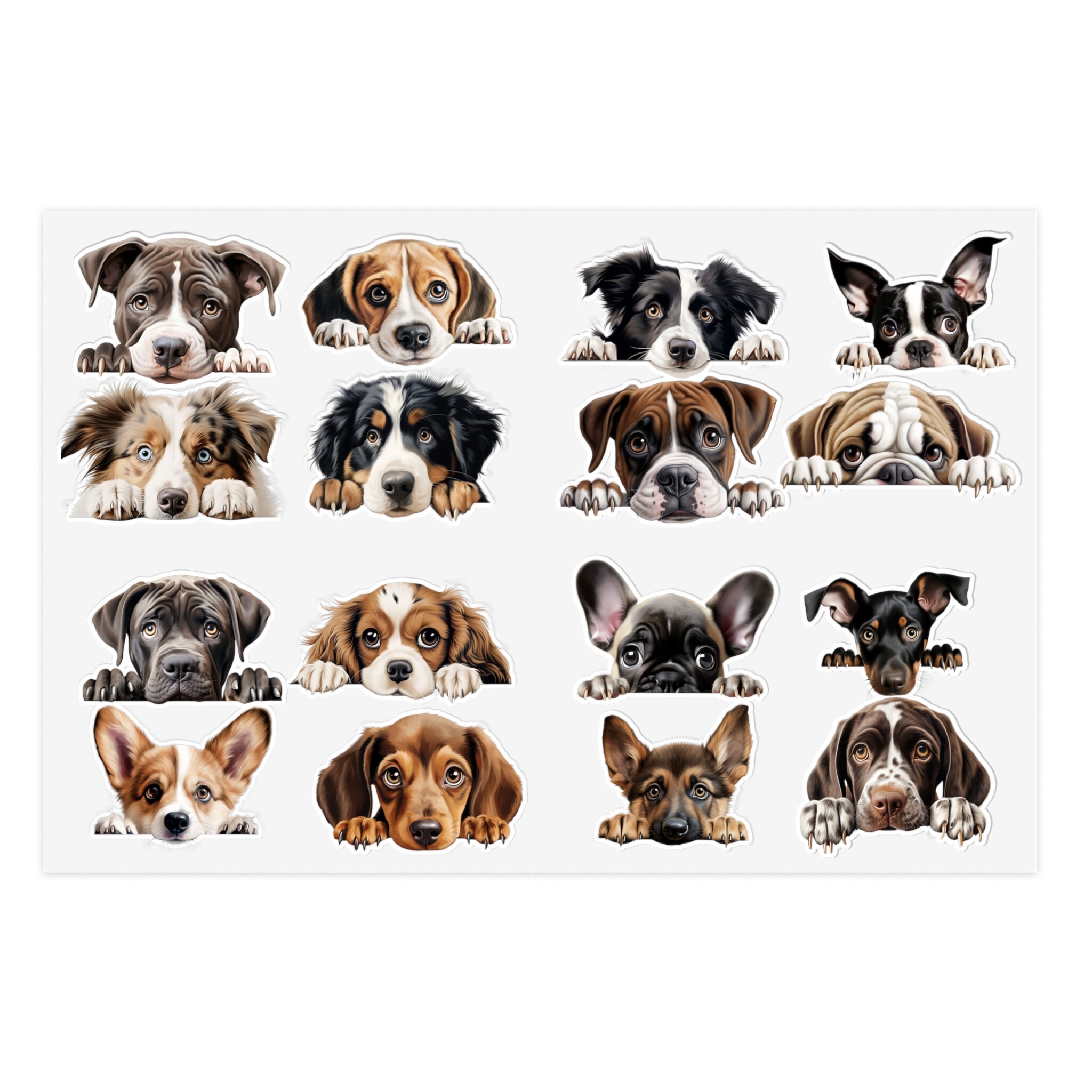 Dog Sticker Sheets,dog Vinyl Stickers,dog Transparent Stickers,peeking ...