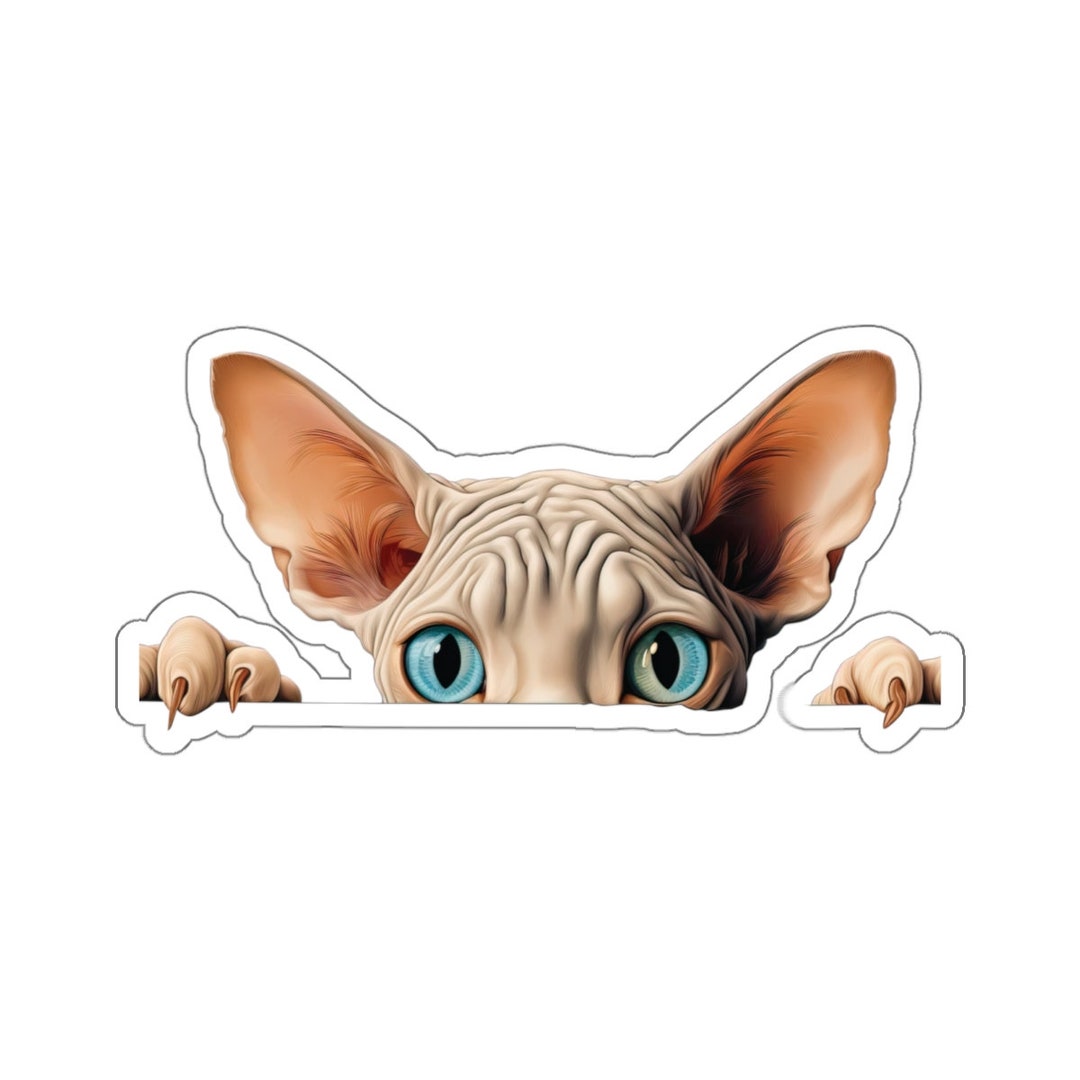 Sphynx Cat,kiss Cut Stickers,peeking Cat,laptop Sticker,transparent ...
