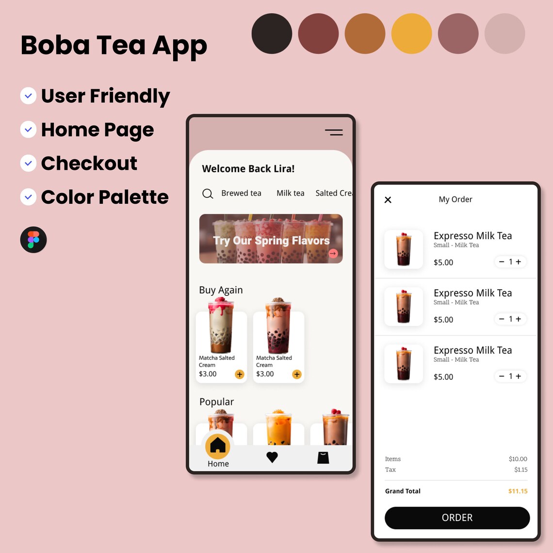 Boba Tea Mobile App UI - App Design Template - Figma File - Etsy