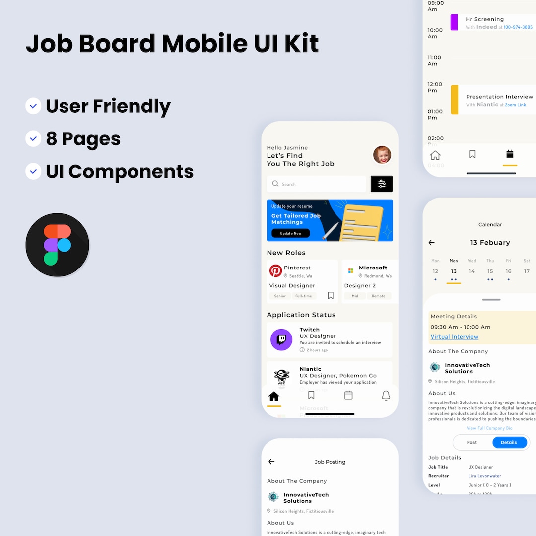 Job Board Mobile App UI Kit Template - Figma File - Etsy Canada