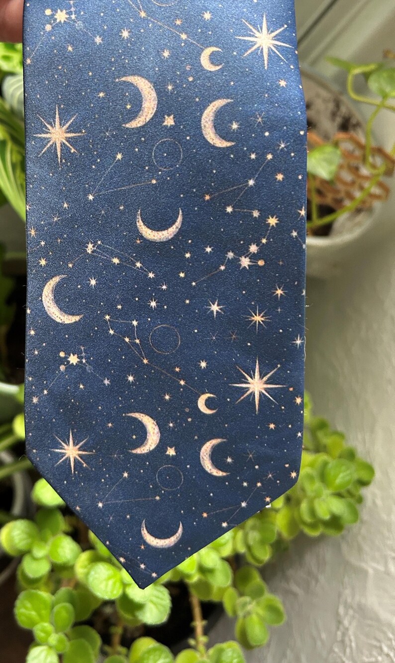 Celestial Starry Night Wedding Astronomy Space Tie - Navy Blue and Gold ...