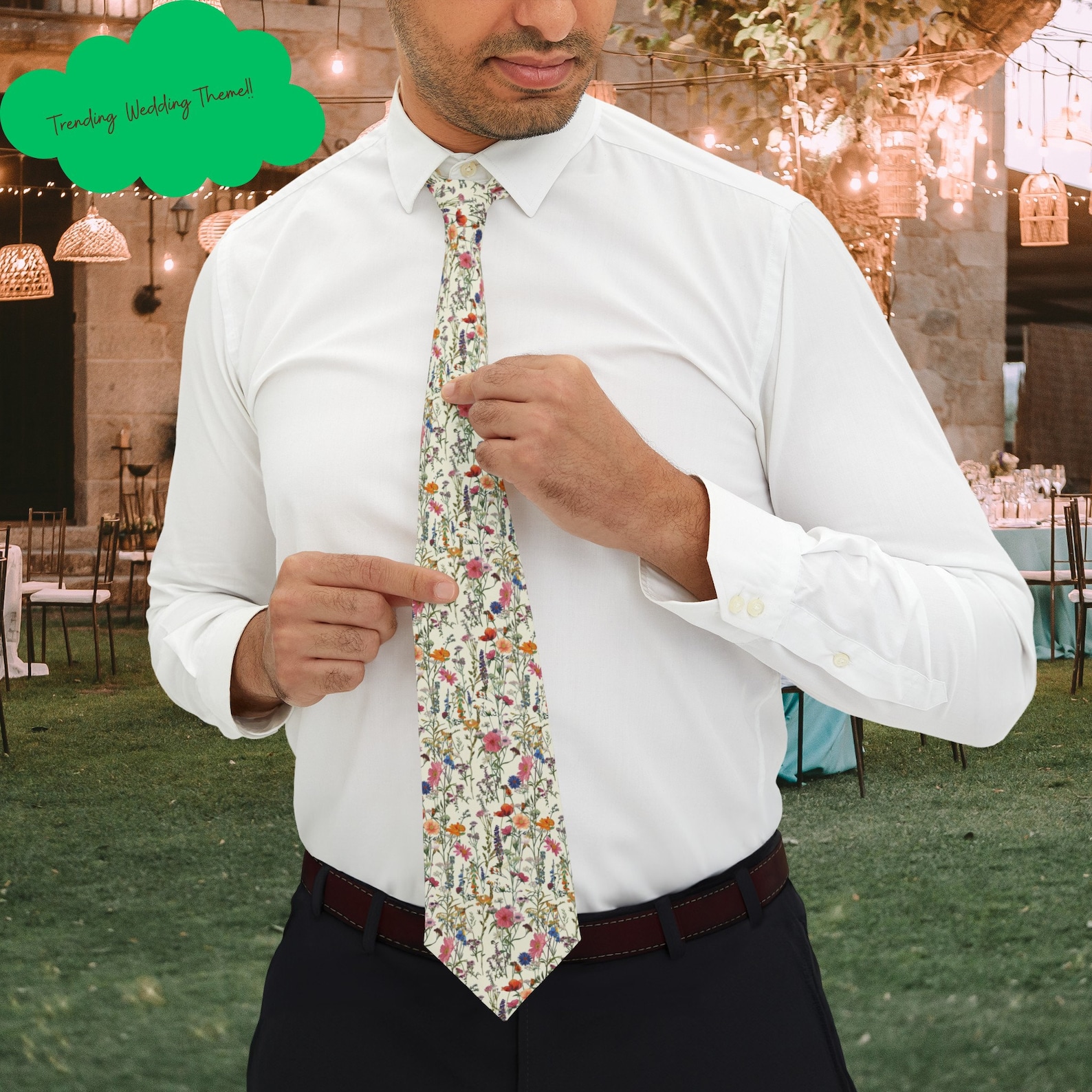 Men's Wildflower Themed Bright Colorful Floral Wedding Tie Blue - Etsy