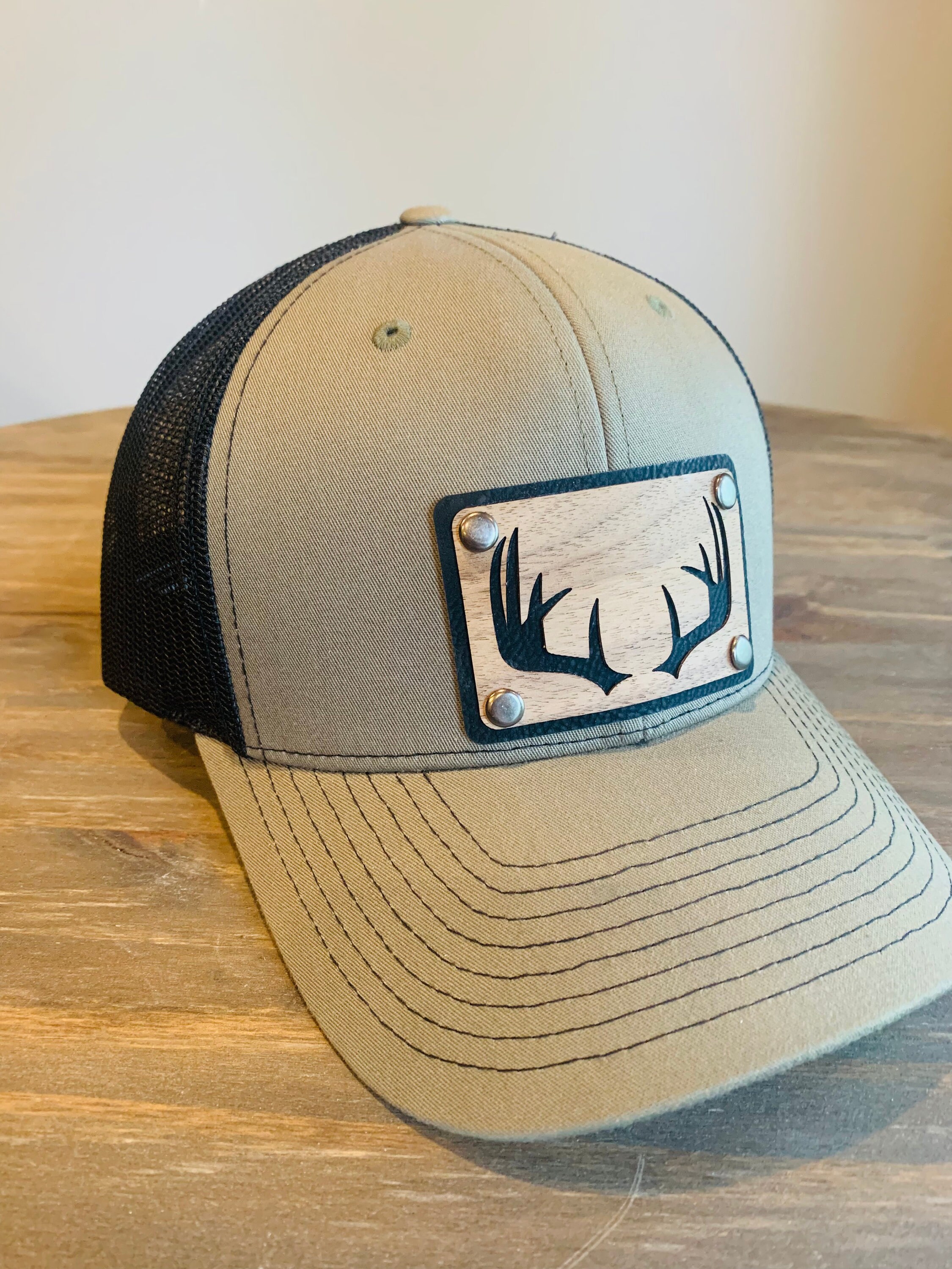 Antler Patch Hat - Wood and Leather Patch - Richardson 112 Hat - Hat ...