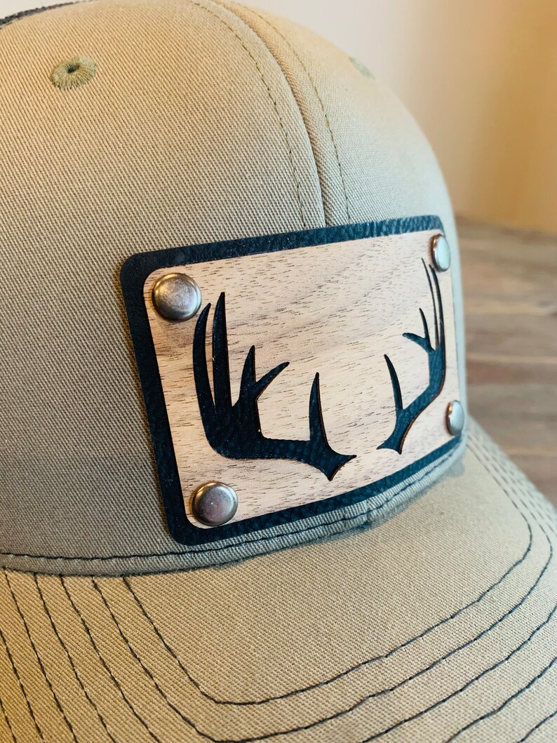 Antler Patch Hat - Wood and Leather Patch - Richardson 112 Hat - Hat ...