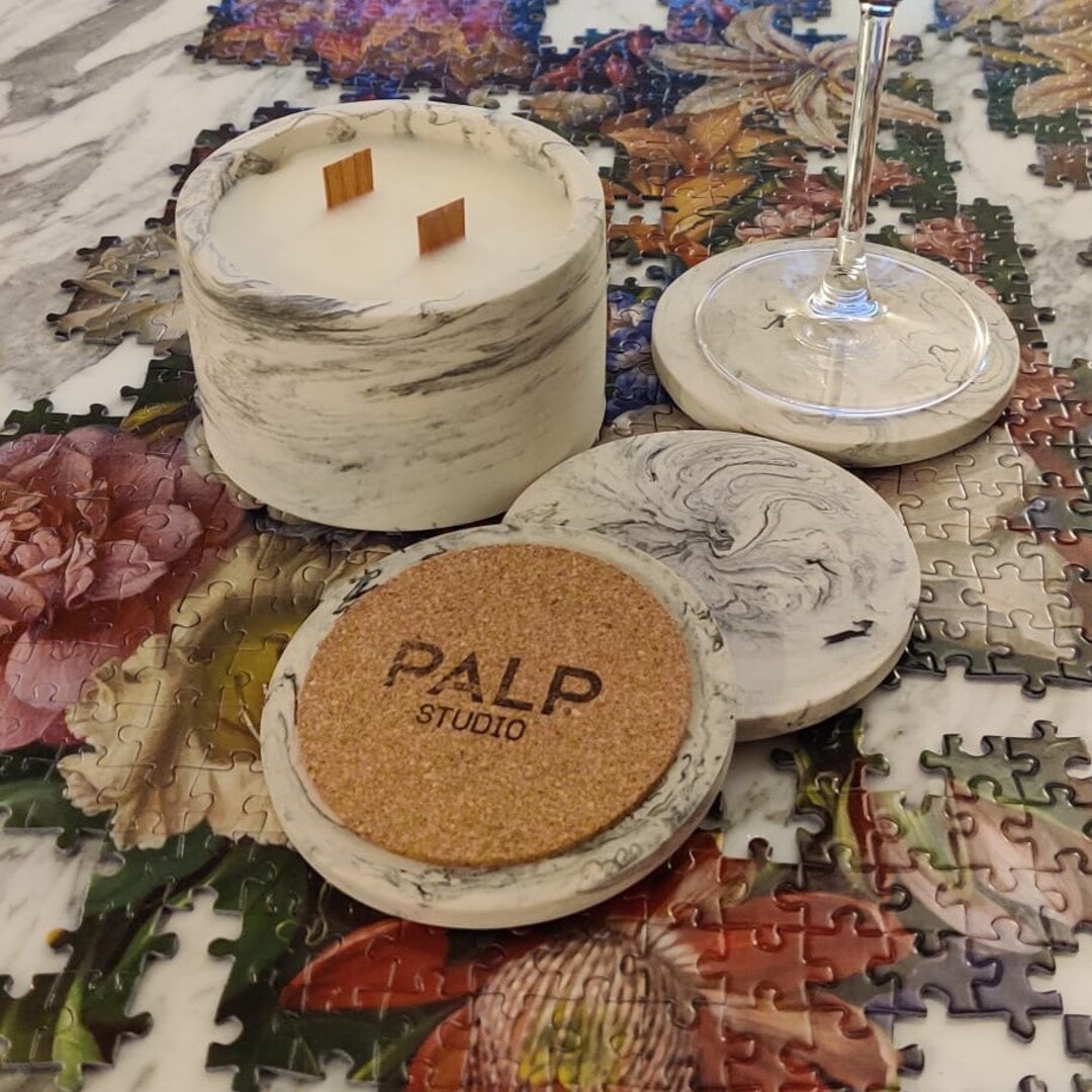 Jesmonite Marble Round Coaster Round Coaster Marble-like - Etsy