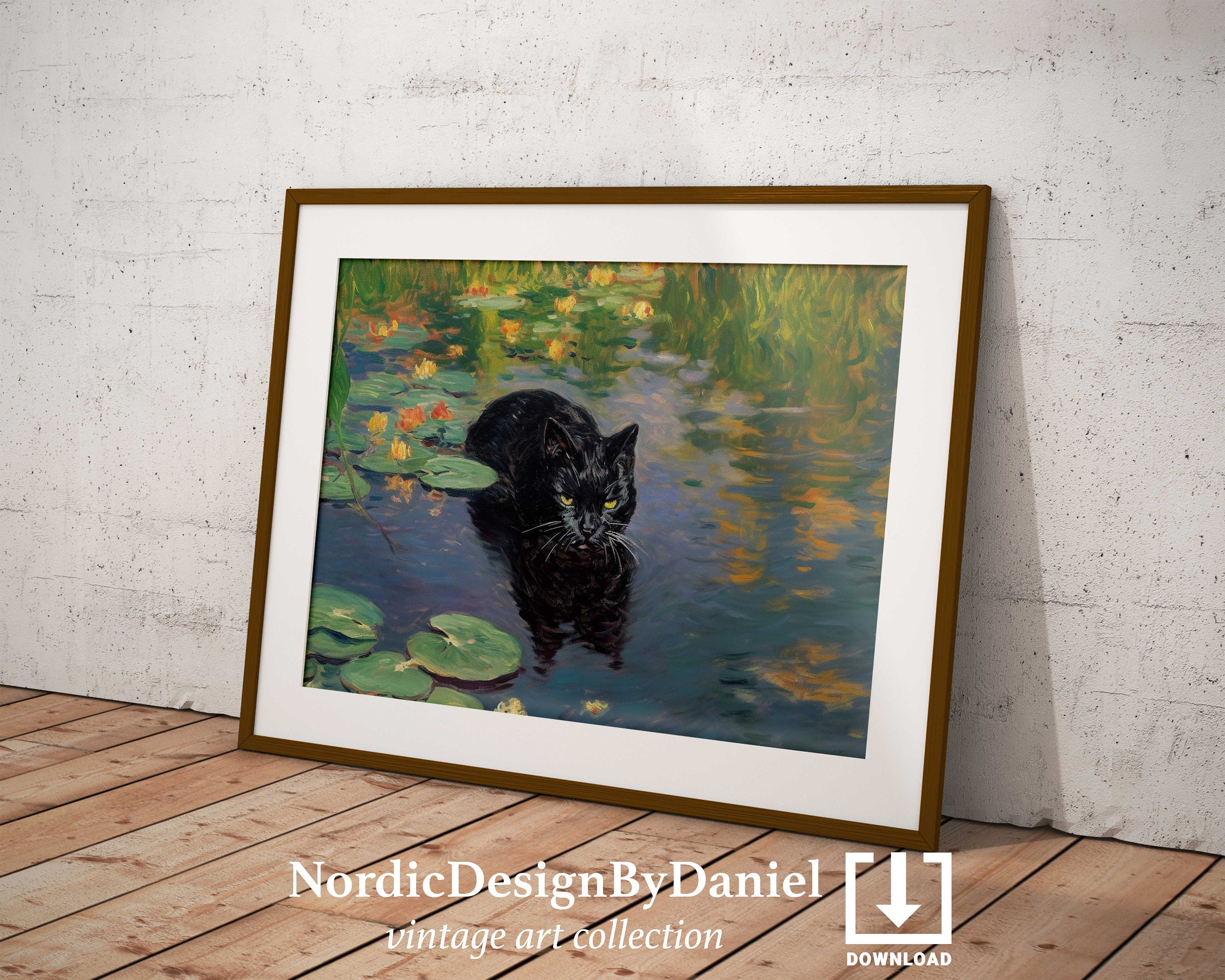 Monet Waterlily Cat Print Claude Monet Cat Poster Floral Print - Etsy