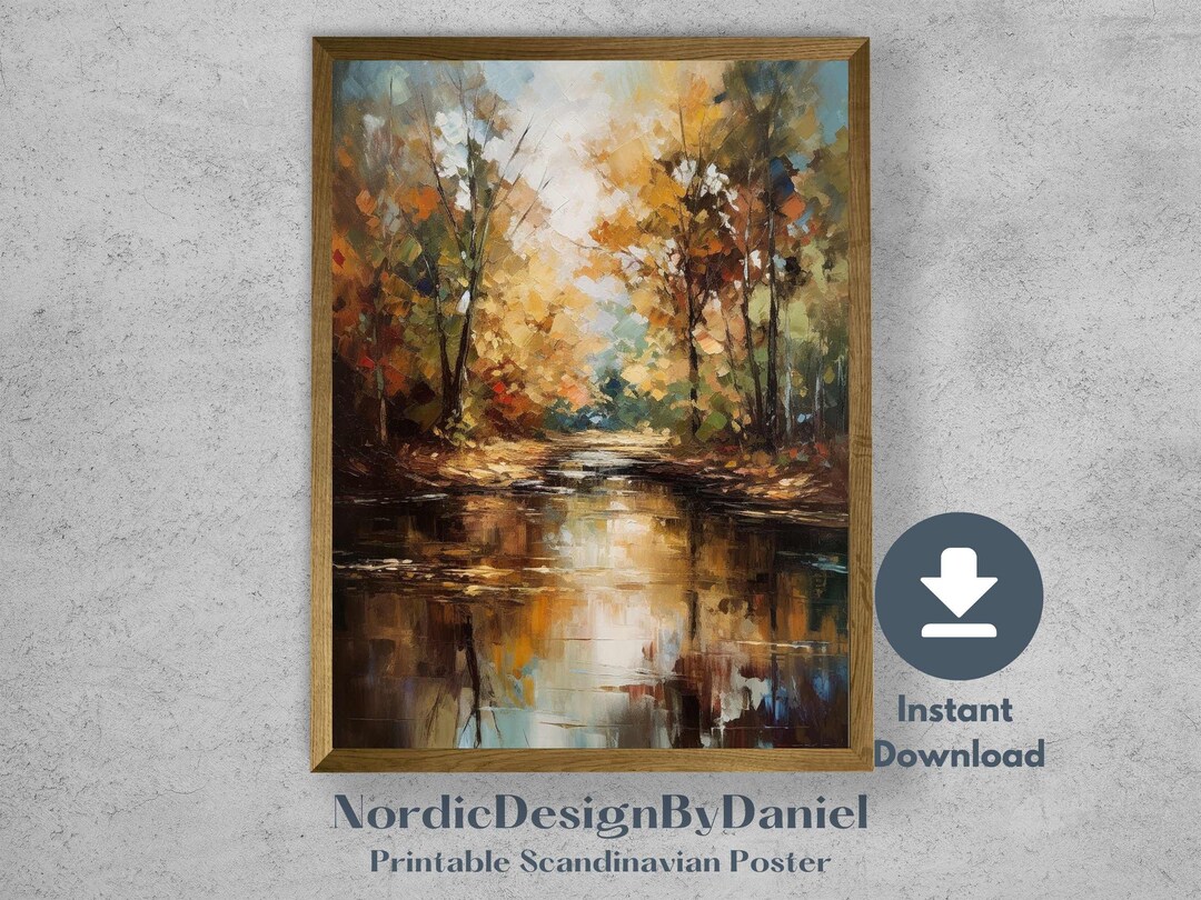 Scandinavian Autumn Landscape Painting I Downloadable Fall - Etsy