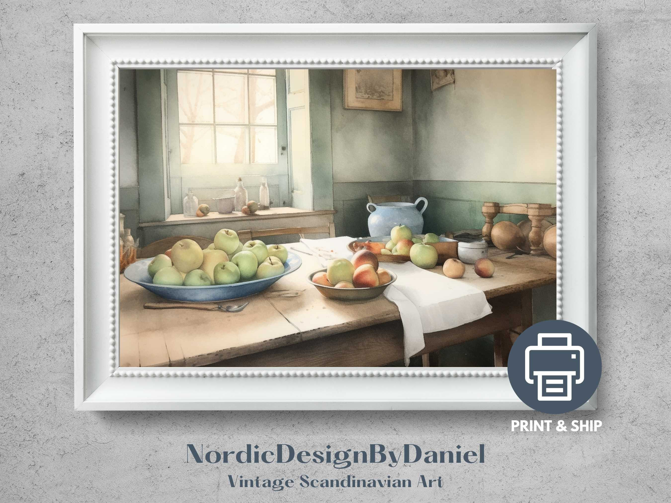 Scandinavian Country Kitchen Print Nordic Vintage Painting - Etsy