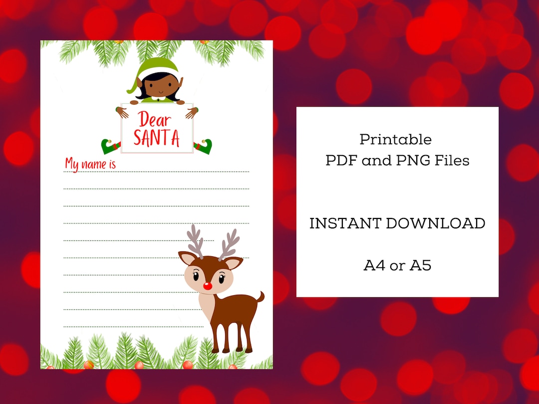DEAR SANTA Letter...printable Digital Download...christmas Dear Santa ...