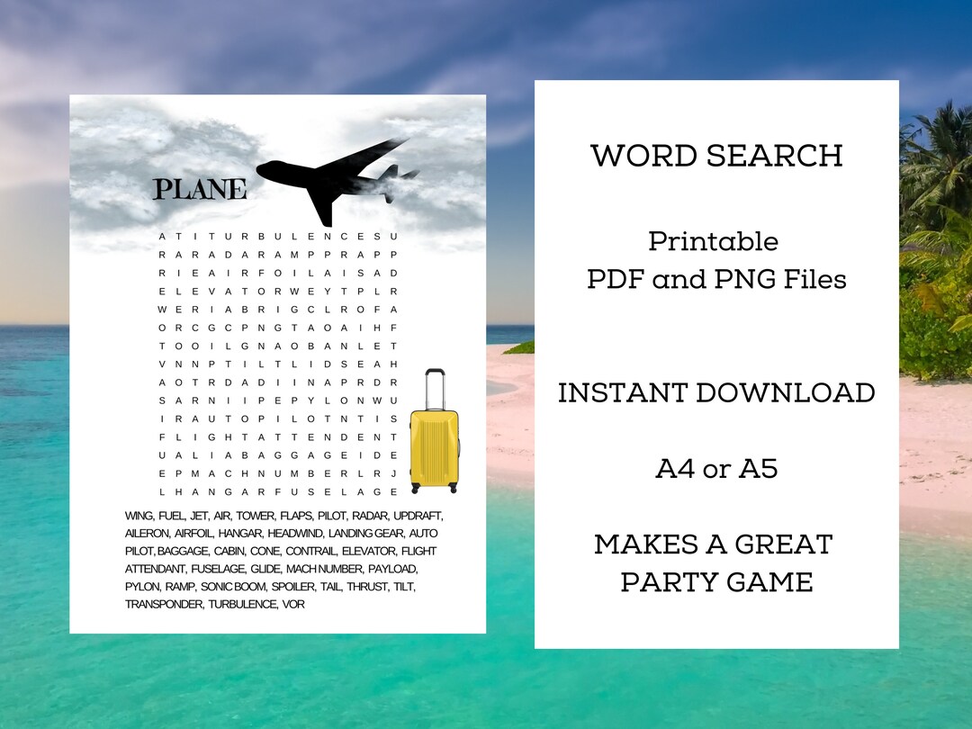 PLANE WORD Search Game Printable Party Game Men's Game - Etsy UK