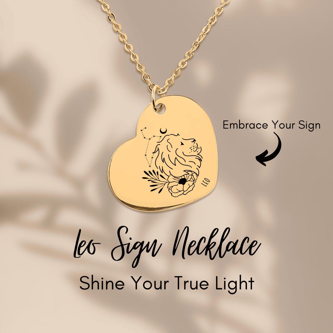 Custom Leo Zodiac Sign and Birth Flower Heart Necklace, Astrology Gifts ...
