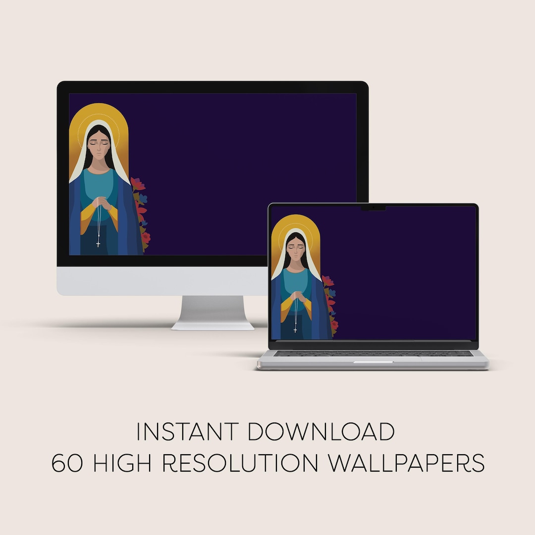 Our Lady of the Rosary Computer Digital Wallpaper Bundle - Etsy