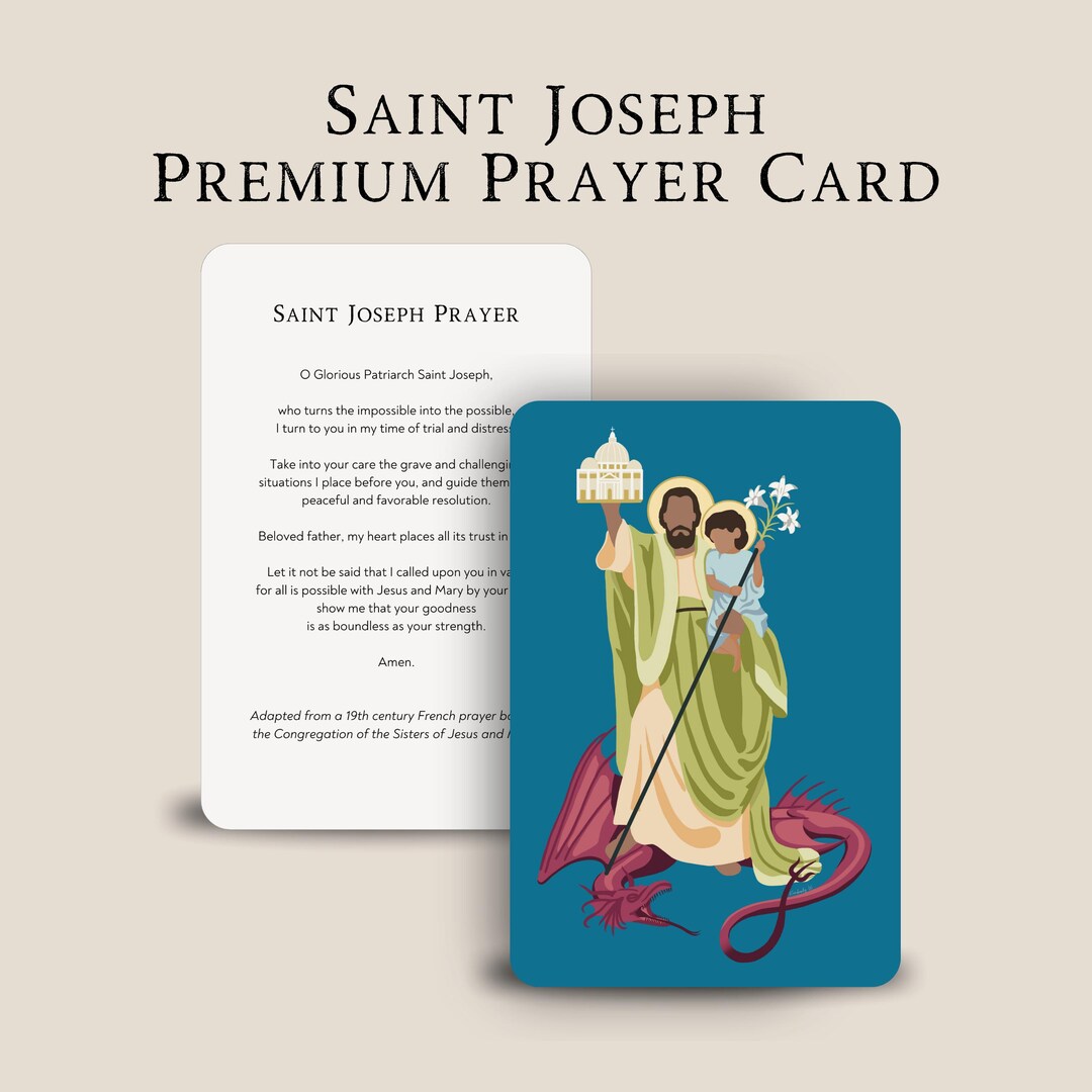 Premium Saint Joseph Prayer Card | Dual-finish Design for Prayer ...