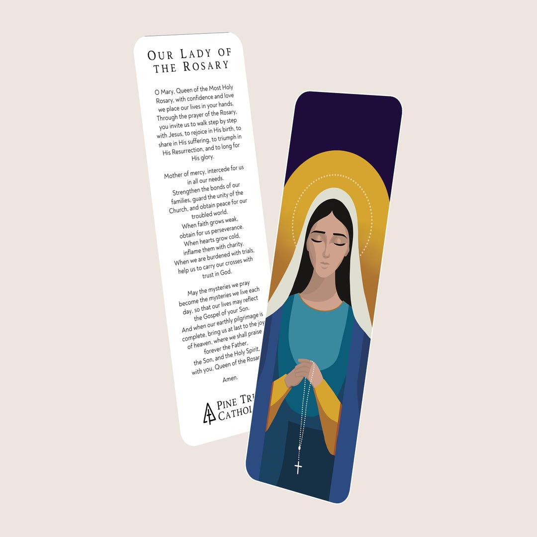 Our Lady of the Rosary Catholic Bookmark | Handcrafted | Pine Tree ...