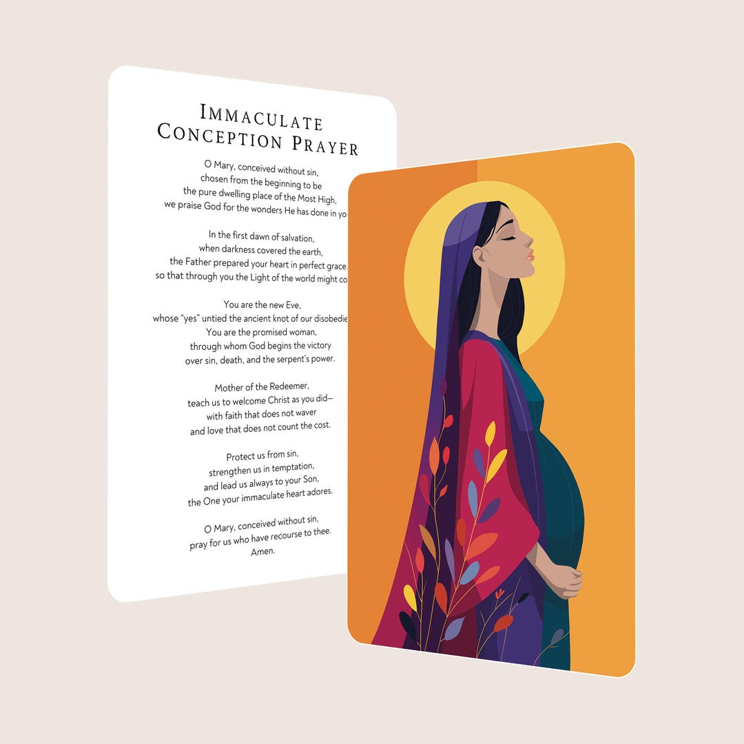 Immaculate Conception Catholic Prayer Card | Holy Card | Pine Tree ...