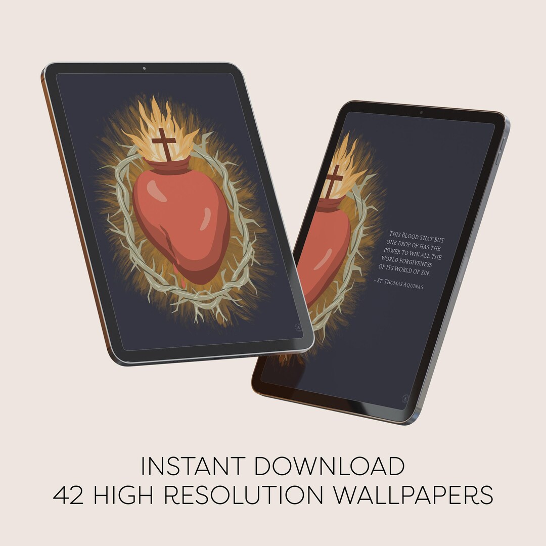 Sacred Heart Tablet Digital Wallpaper Bundle - Etsy