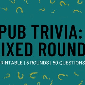 Pub Trivia - Mixed Rounds | Printable Trivia Set - 5 Rounds, 50 ...