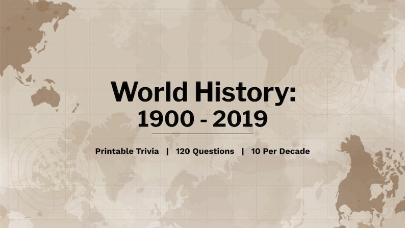 World History | 120 Printable Trivia Questions - Etsy