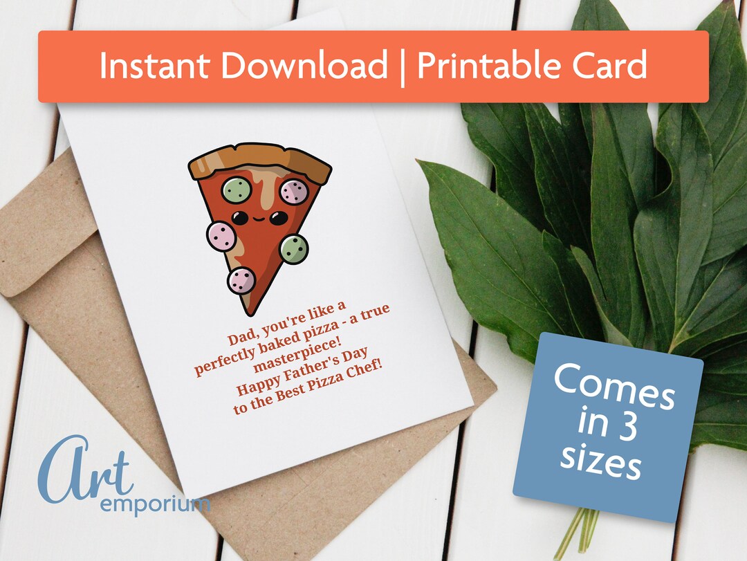 Father's Day Pizza Greeting Card Instant Download, Digital Greeting ...