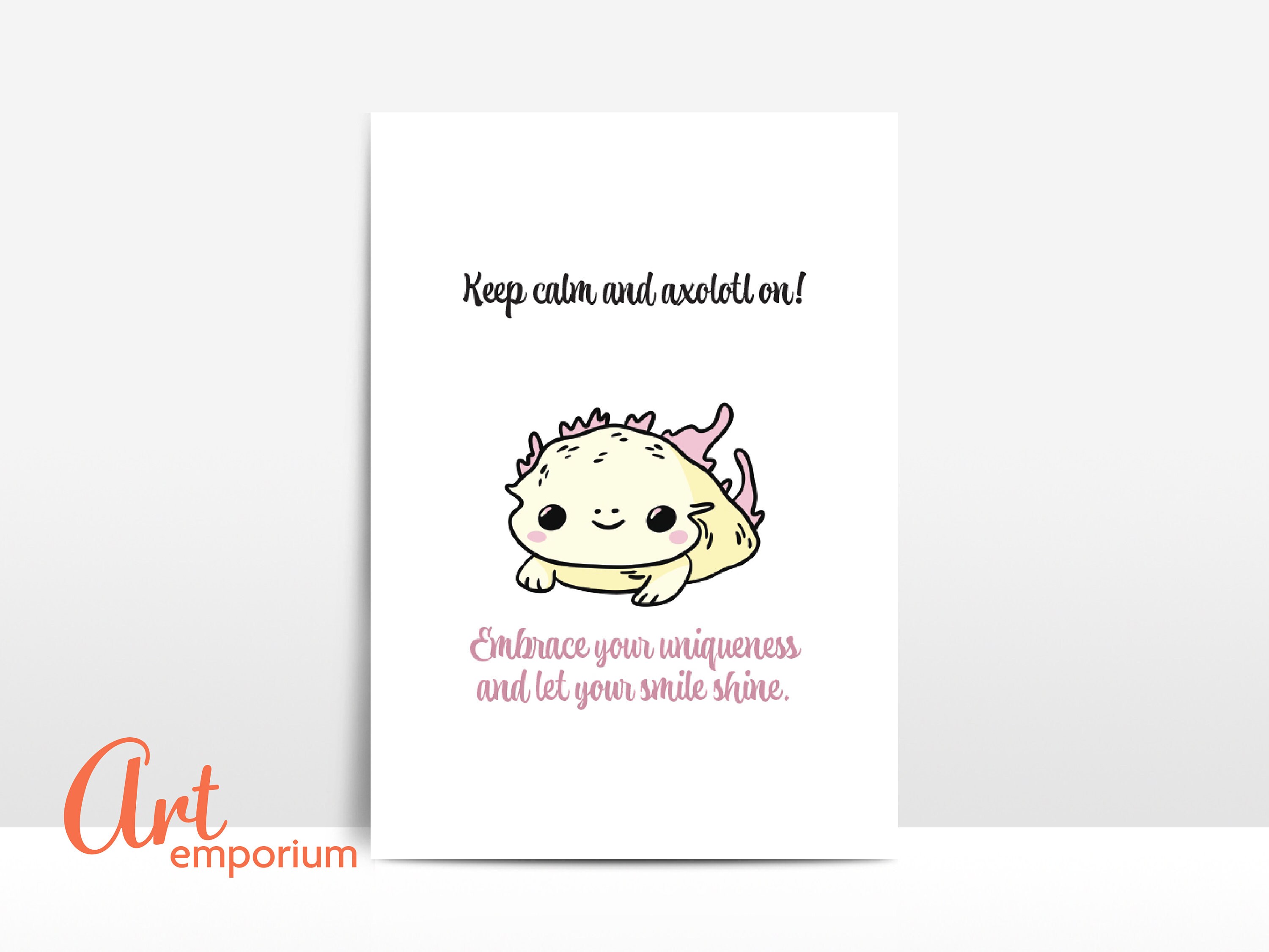 Kawaii Axolotl Greeting Card Instant Download, Digital Greeting Card ...