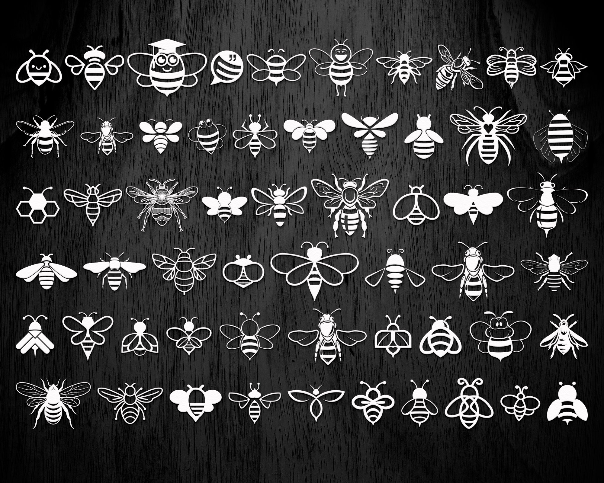 Bee Cut File, Bee Clipart, Bee Svg, Bee Dxf, Honey Bee Dxf, Queen Been ...