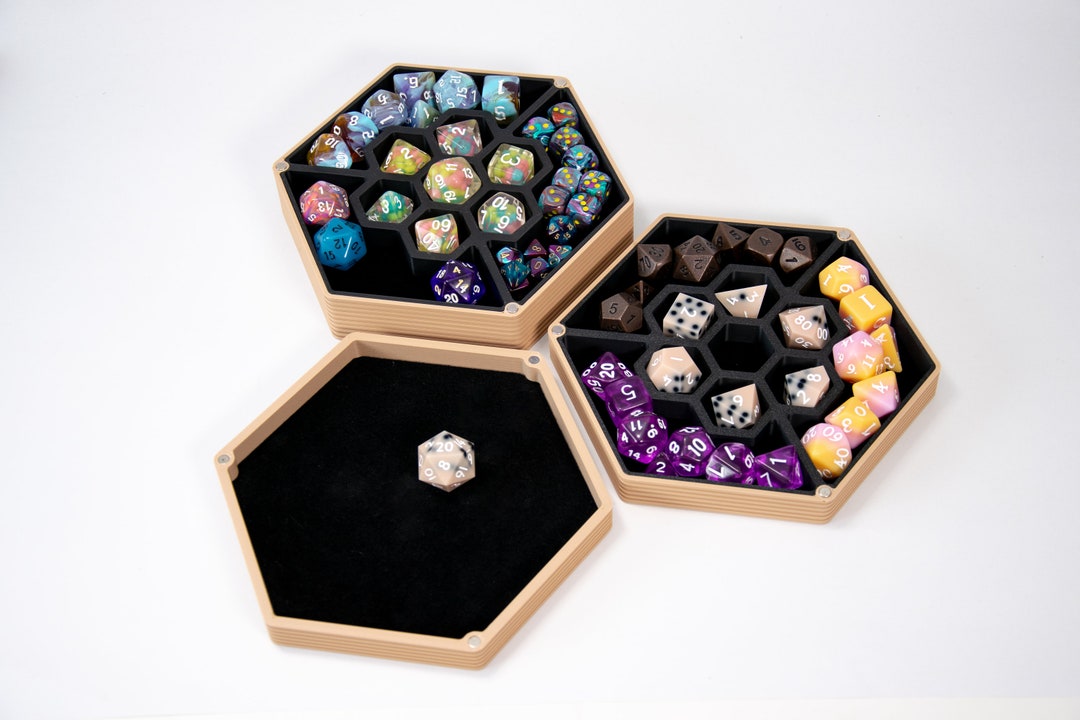 Dungeon and Dragons Double Layer Dice Box Multi Dice Storage 8 Sets Handmade RPG Felt Lining ...