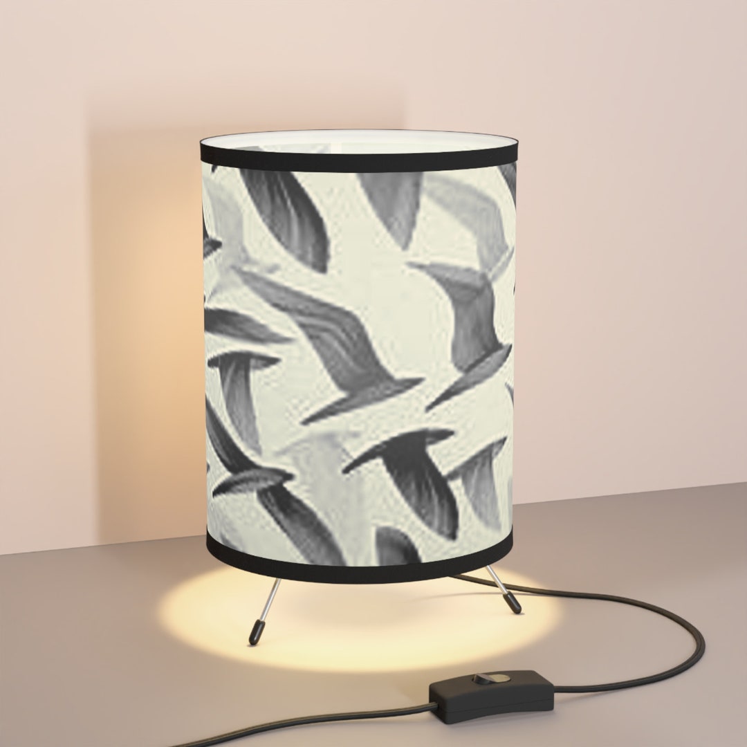 Tripod Lamp With Shade, Black and White Desk Lamp, Contemporary Lamp ...