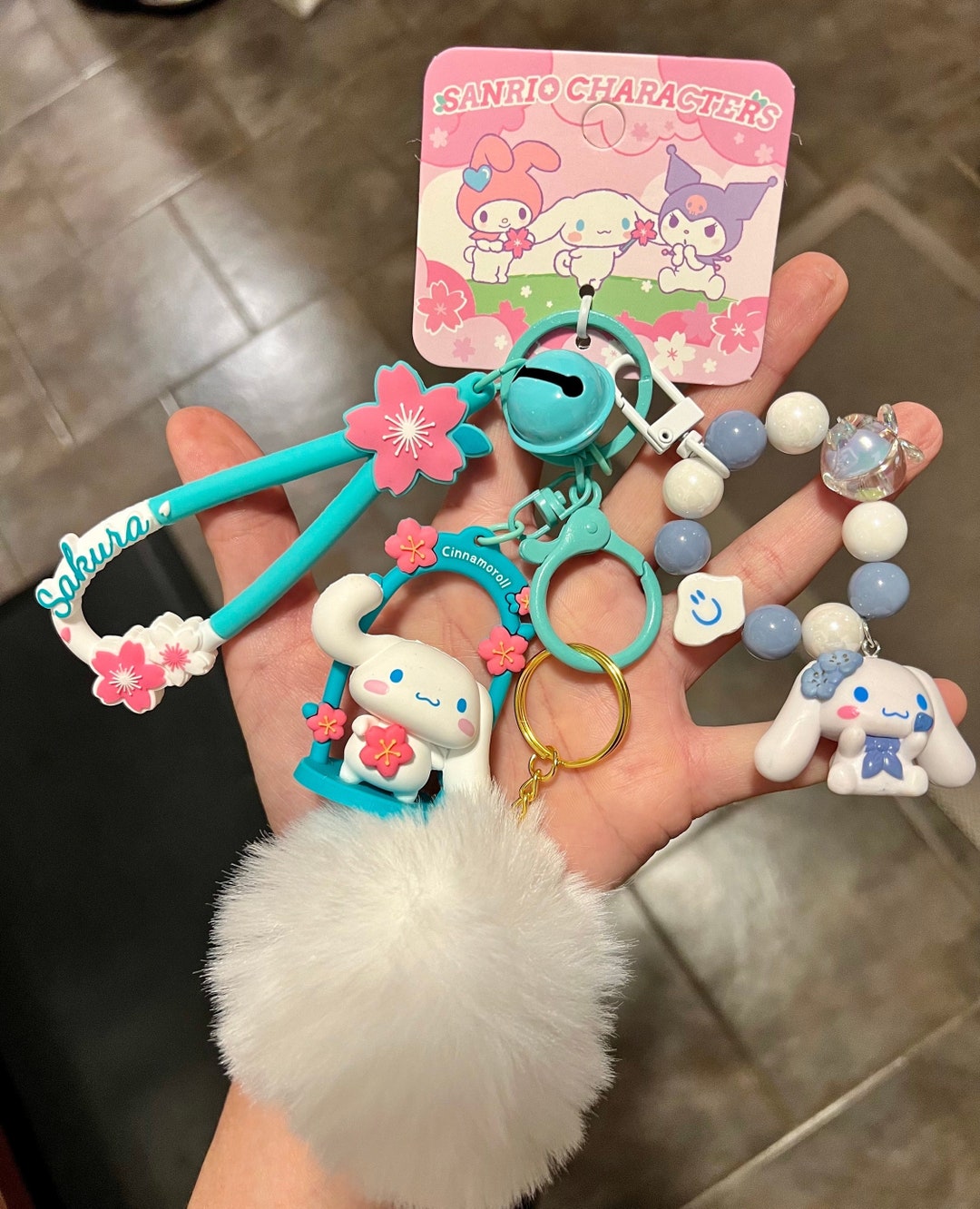 Super Cute Aqua Deluxe Cinnamoroll Swinging Carabiner Keychain With ...