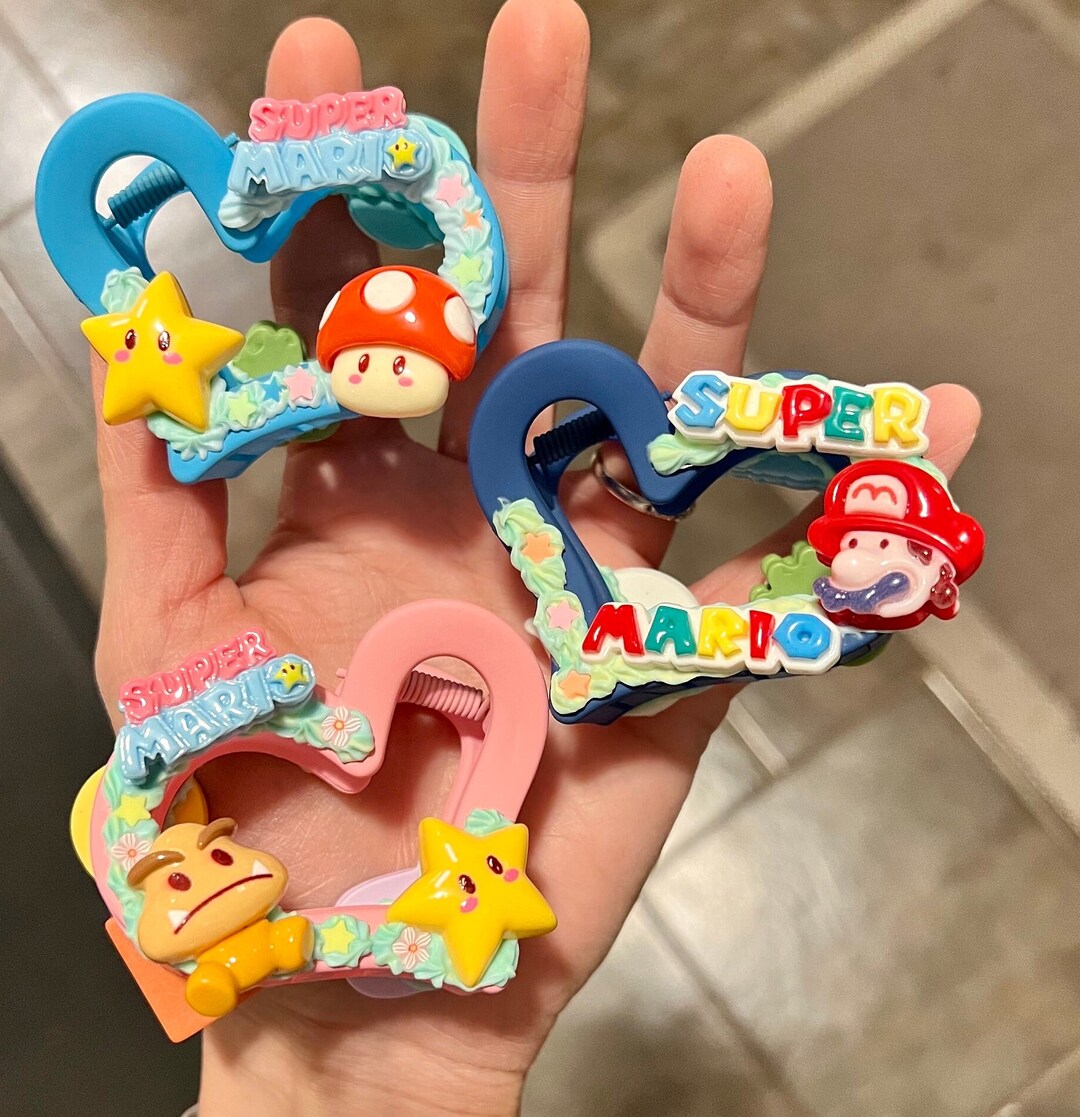 NEW Choice of 1, 2 Super Mario Heart-shaped Hairclip Sold as Is - Etsy