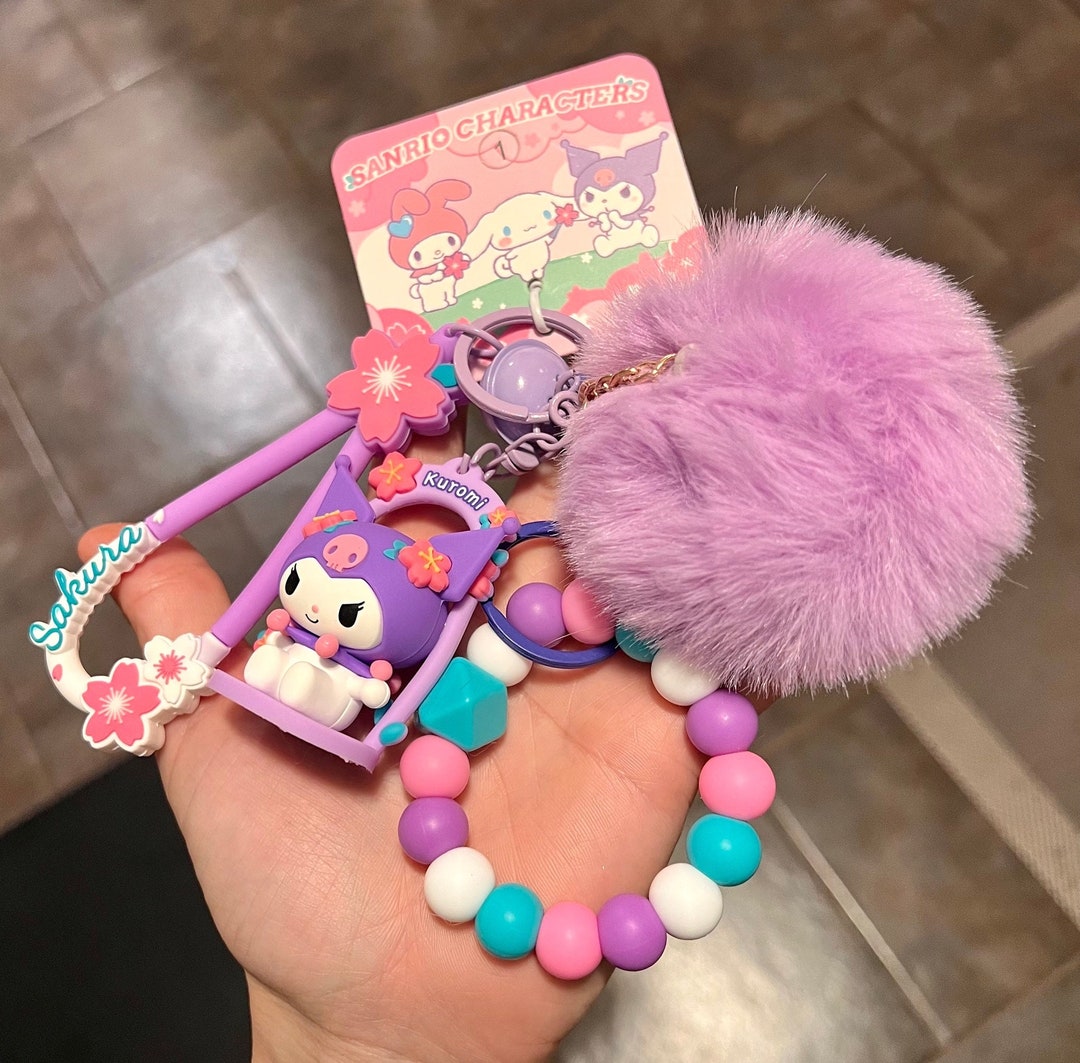 Super Cute Purple Deluxe Kuromi Keychain With Fluff Ball - Etsy