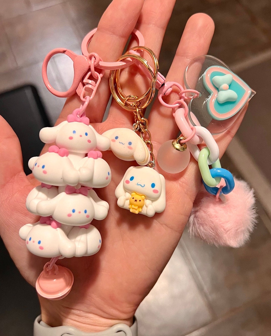 Super Cute Pink Cinnamoroll Bell Keychain!! - Etsy