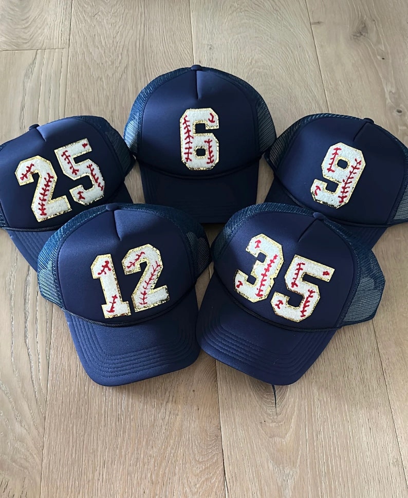 Custom Number Baseball Hat Chenille Custom Hat Personalized Number Hat ...