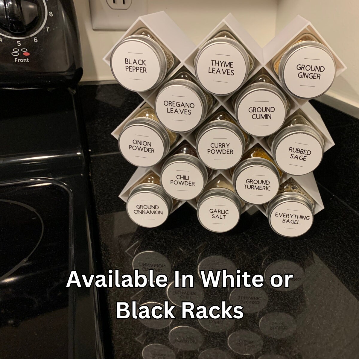 13 Jar Countertop Spice Rack With Custom Labels and Glass Jars Organize ...