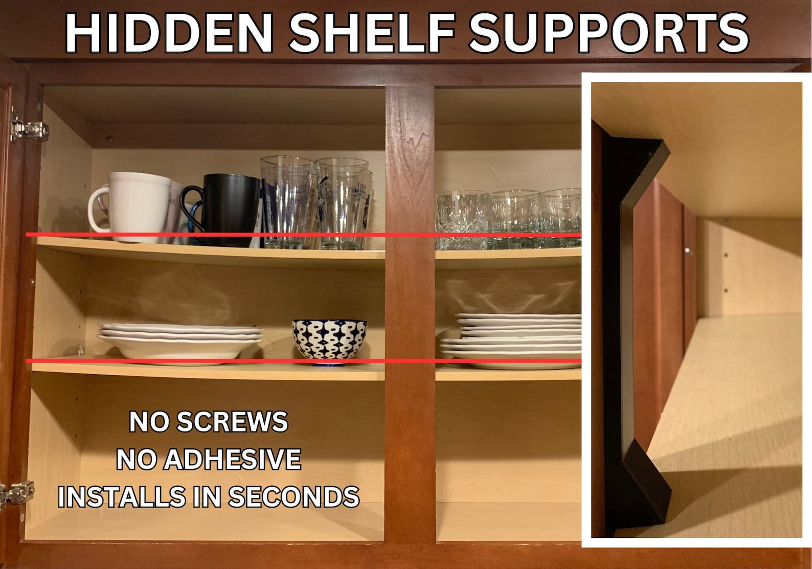 Cabinet Shelf Support - Fix Sagging Shelves - Hidden Custom Support to ...