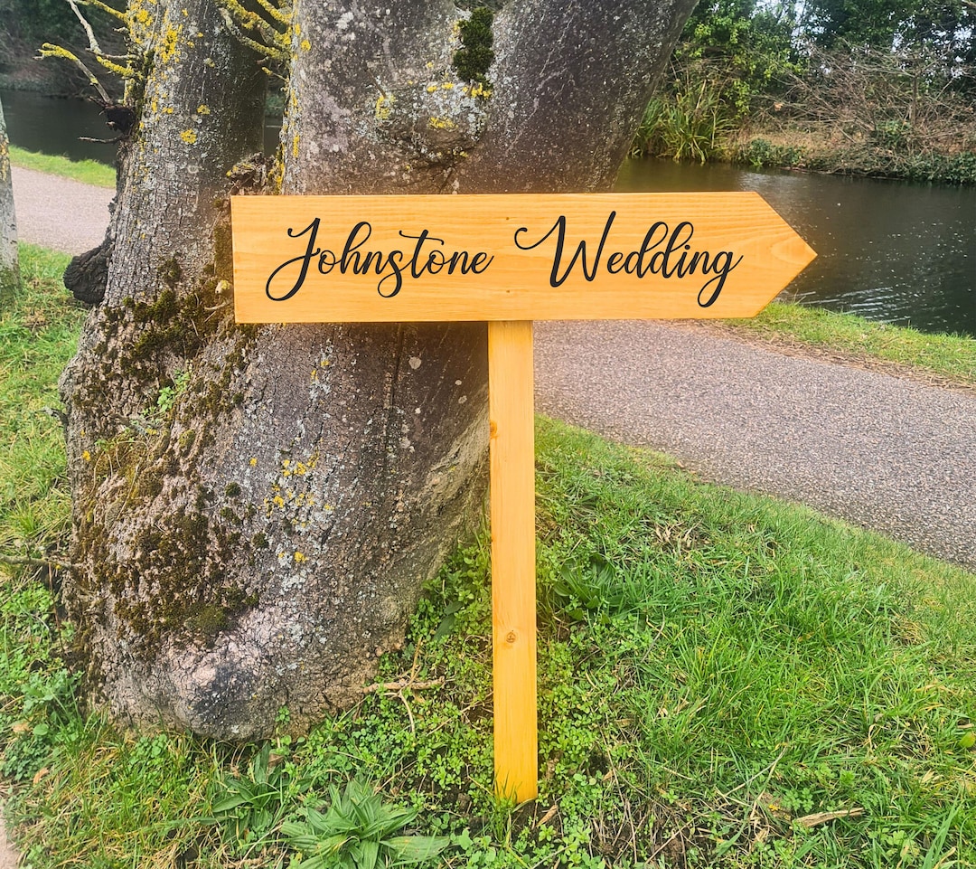 Personalised Rustic Wooden Arrow Sign: Event & Wedding Decor - Etsy UK