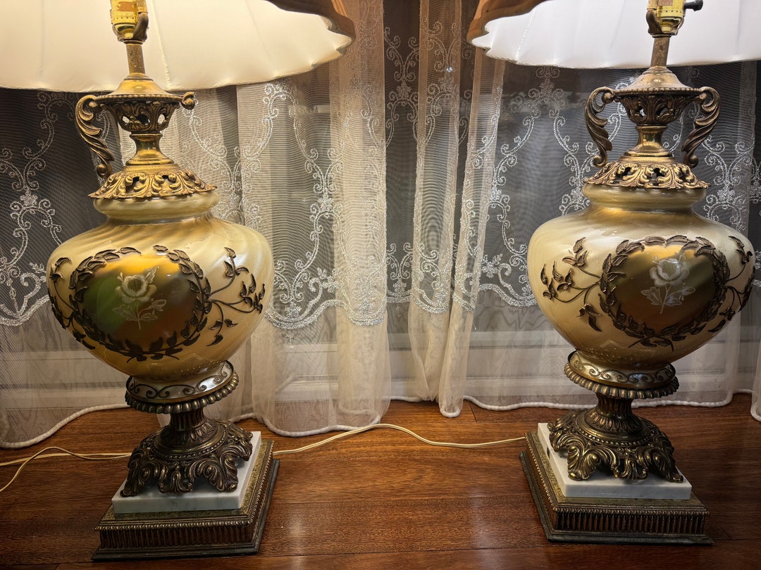 Pair of Antique Table Lamps,carl Falkenstein Boudoir Lamp Brass ...