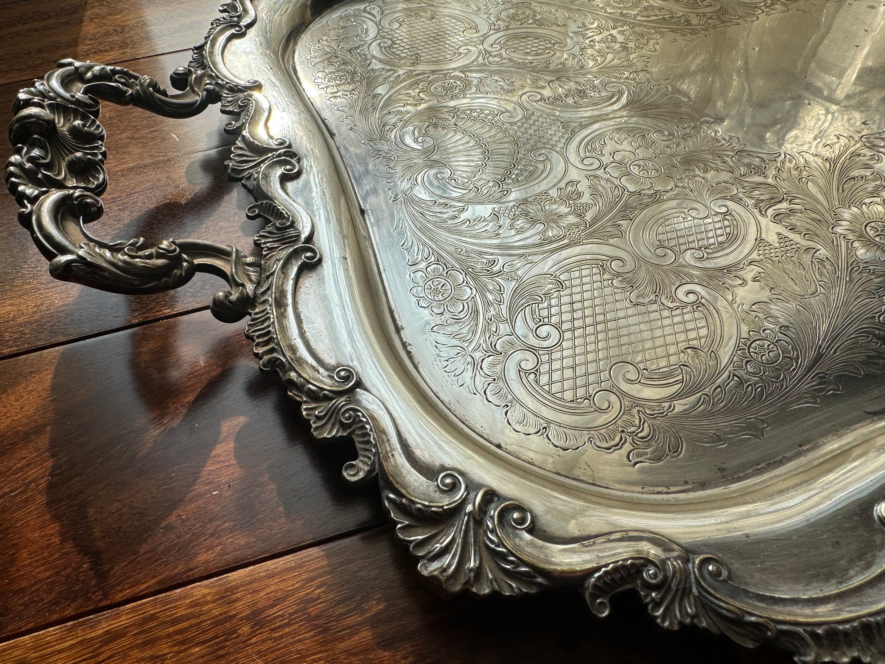 Made in Engla Xl High Quality Heavy Very Elegant Silverplate Floral ...