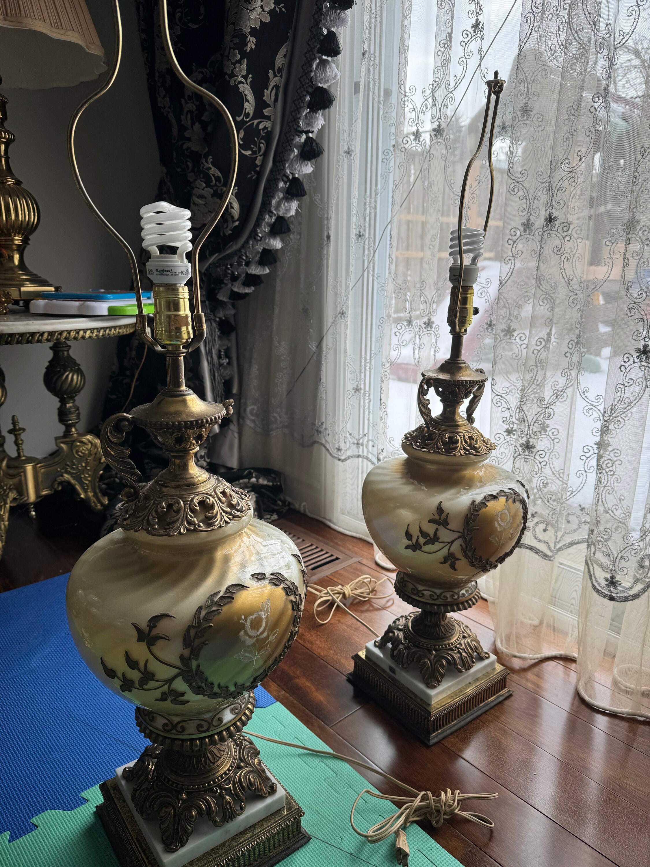 Pair of Antique Table Lamps,carl Falkenstein Boudoir Lamp Brass ...