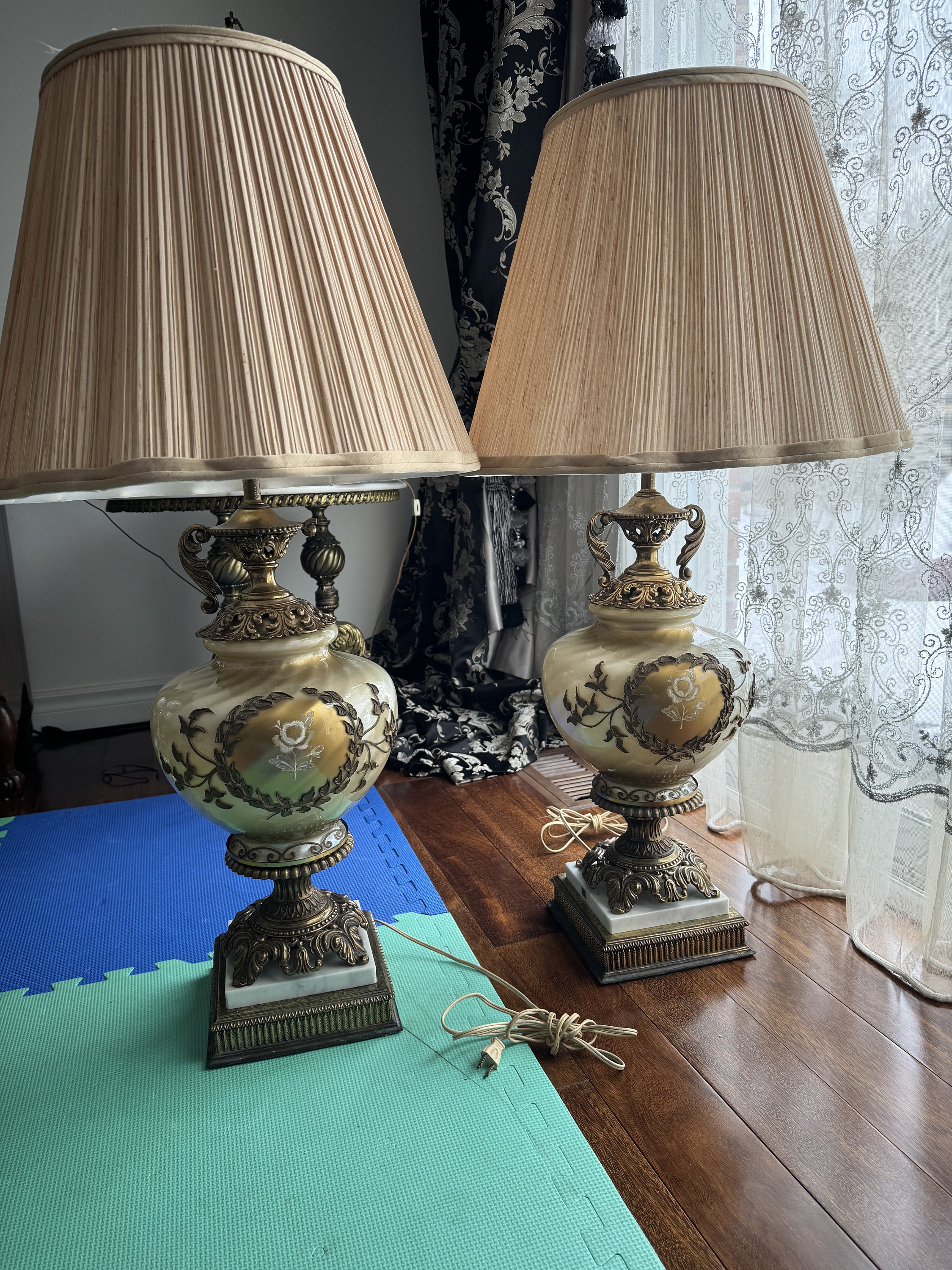 Pair of Antique Table Lamps,carl Falkenstein Boudoir Lamp Brass ...
