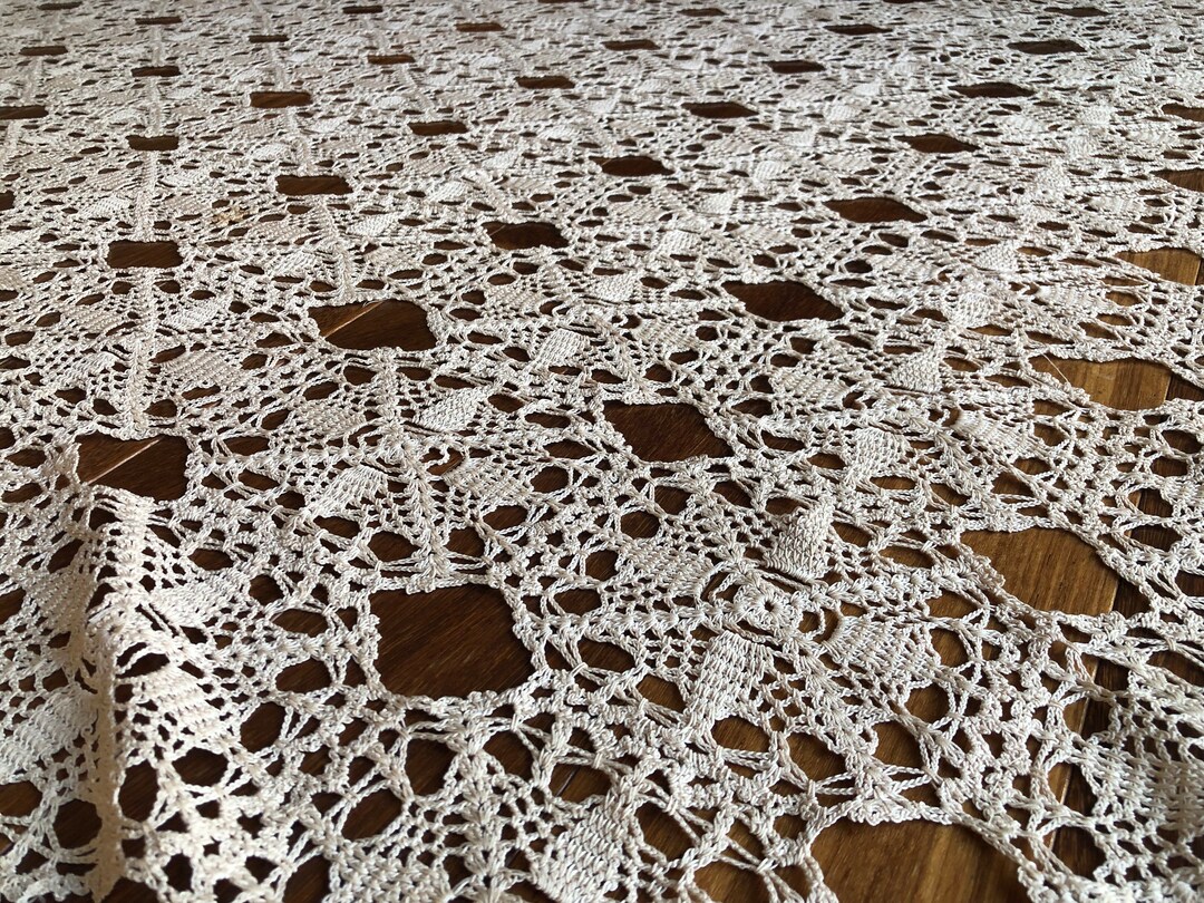 Vintage Rectangle Large Crochet Tablecloth in Ecru/latte Colour - Etsy