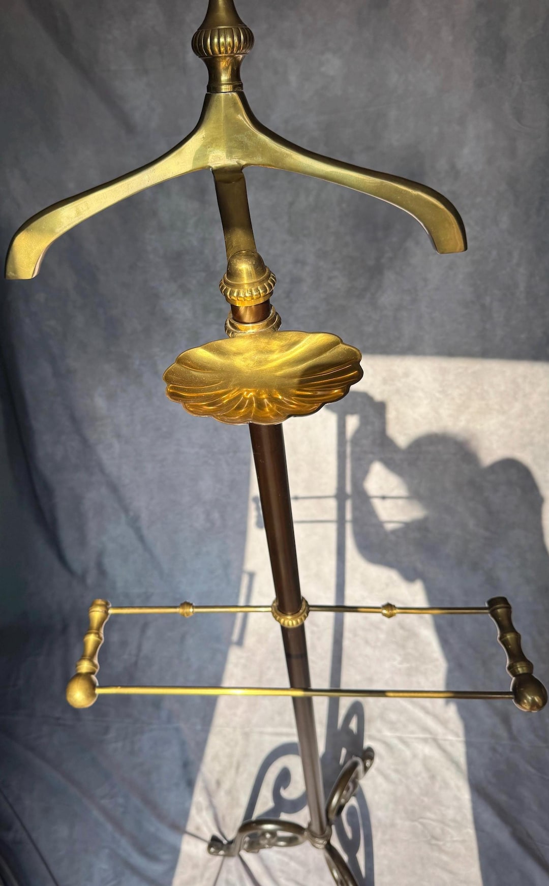 Mid Century Iron and Brass Butler Valet/ Suit Rack/clothes/towel Hanger ...