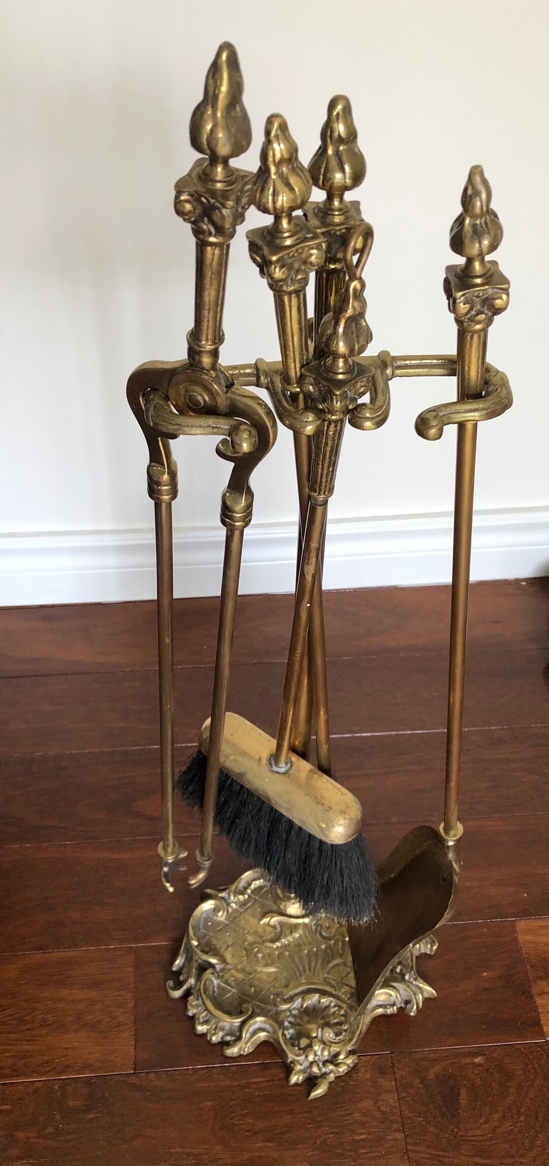 Solid Brass Fireplace Tool Set - Exquisite Art Deco Floral Design for ...
