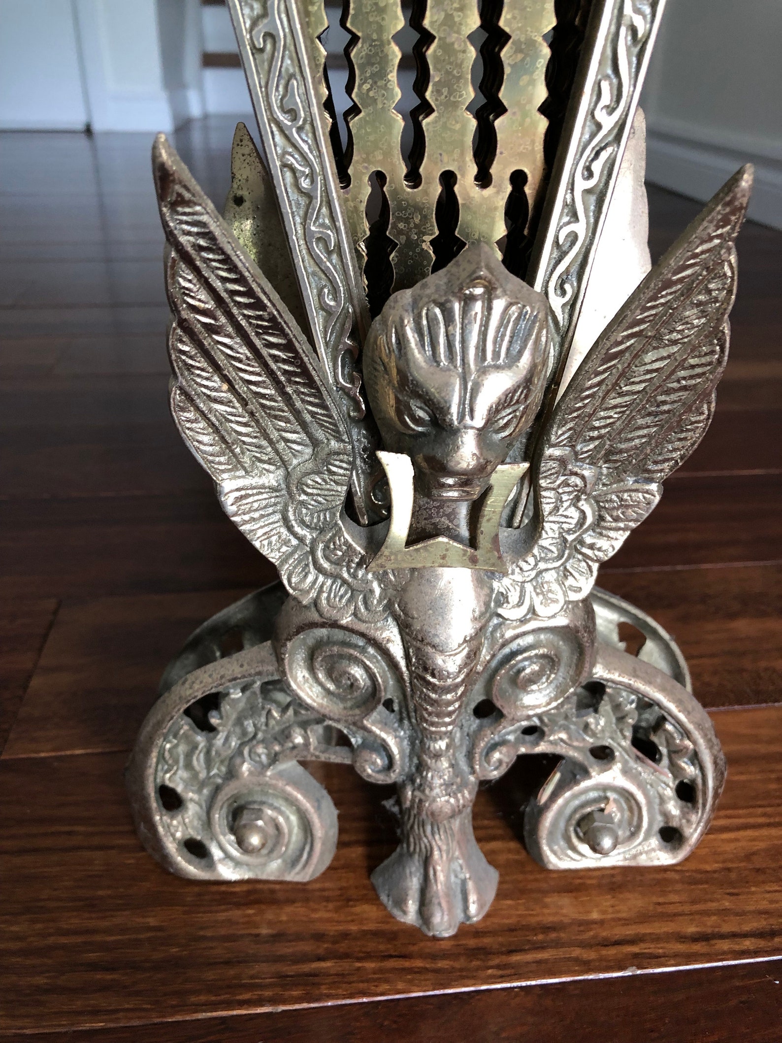 Gargoyle Antique Brass Peacock Fireplace Screen Like New - Etsy