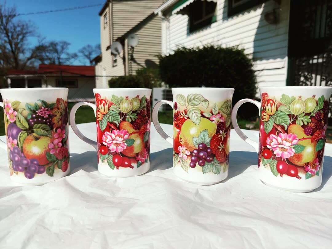 St. George Fine Bone China Mixed Fruit Tea Cups - Etsy