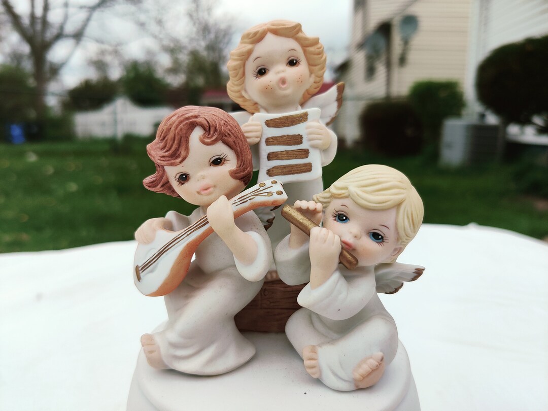 Vintage Music Box Angels Figurine - Etsy